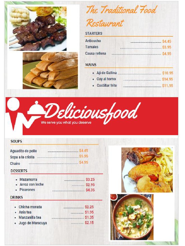 Menu de Restaurante Ingles | PDF