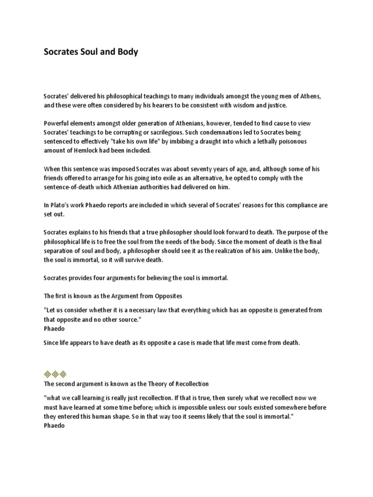 Socrates Soul and Body | PDF | Philosophy