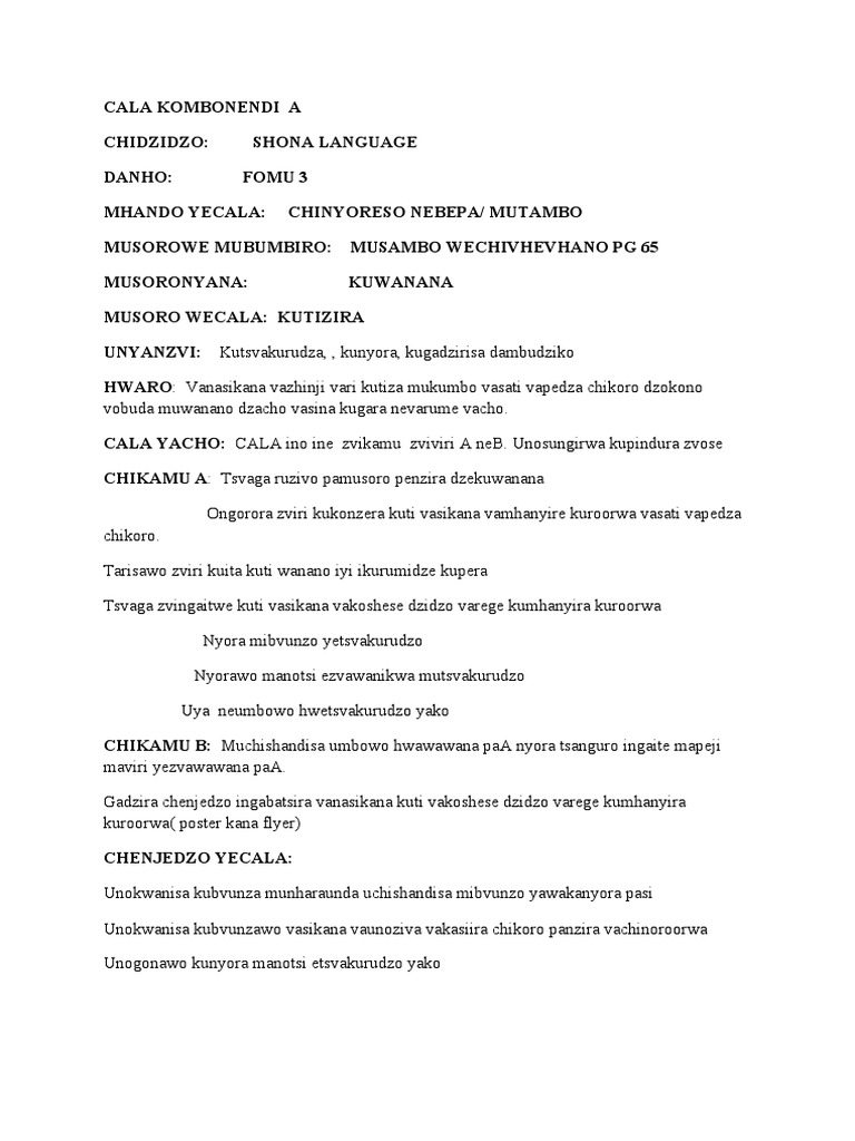 CALA - KOMBONENDI - A F3Barracks | PDF