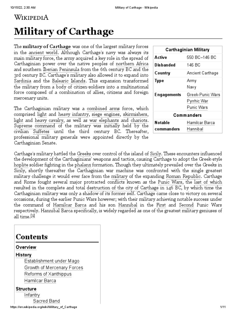 Carthaginian Military Overview | PDF | Punic Wars | Carthage