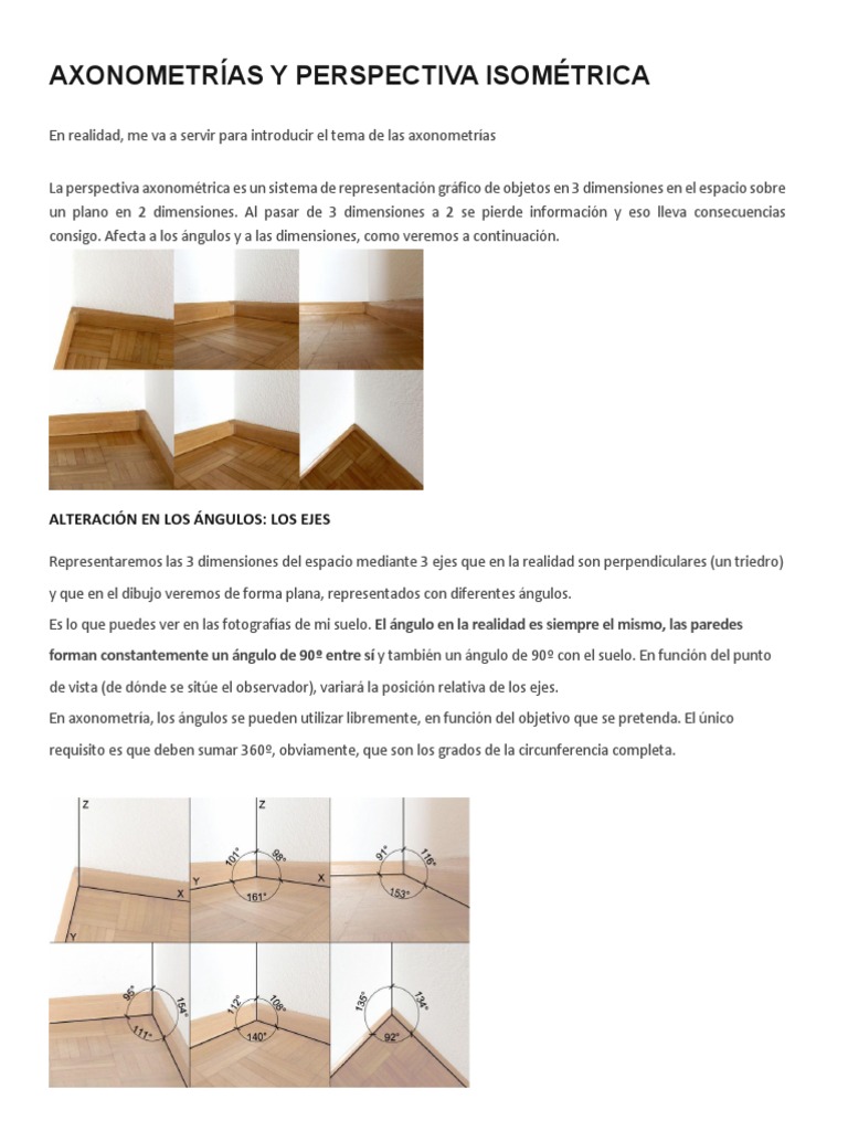 Tipos de Axonometría Isométrica | PDF | Perspectiva (Gráfica) | Geometría