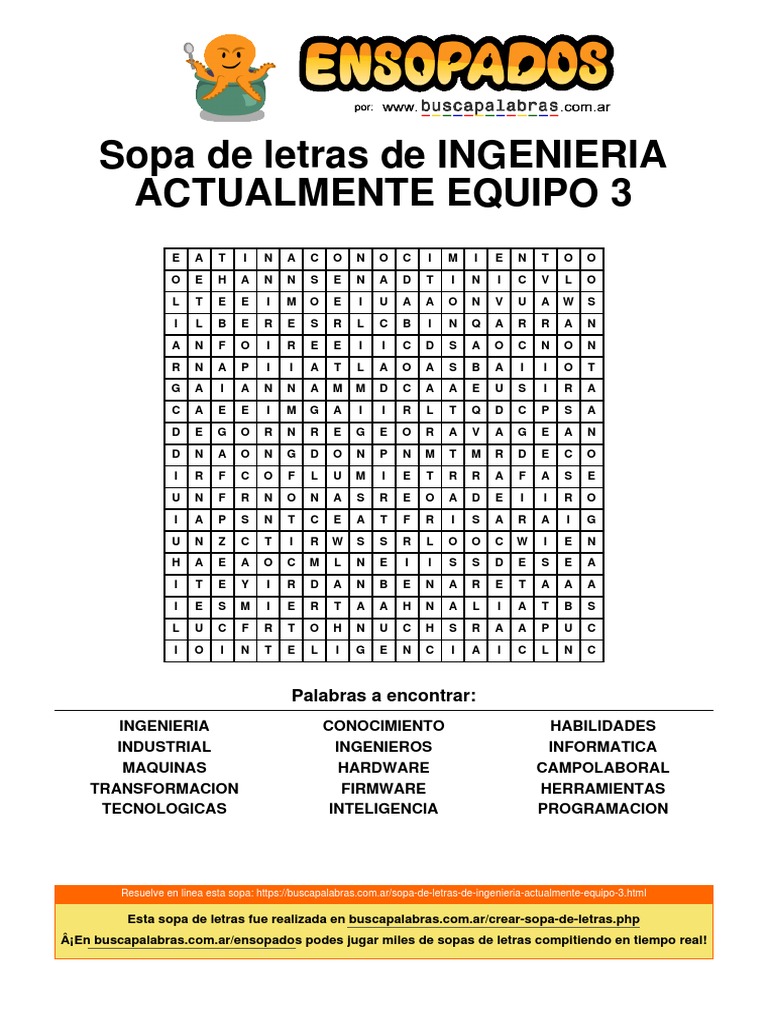 Sopa de Letras de Ingenieria Actualmente Equipo 3 | PDF | Informática ...
