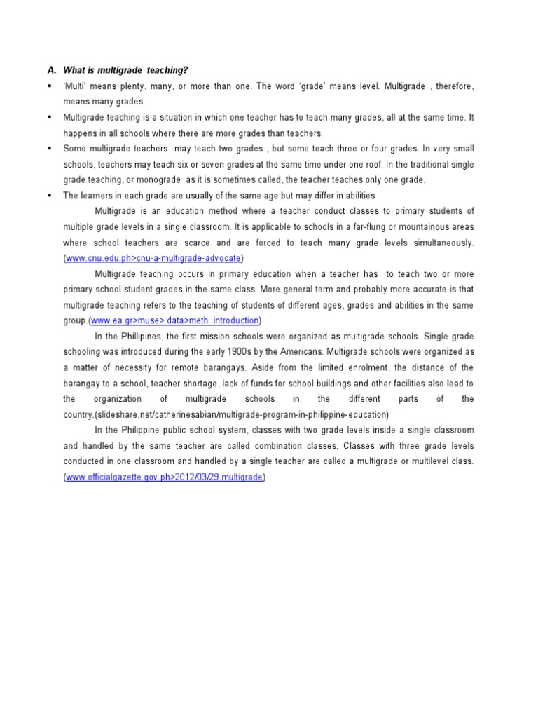 Understanding Multigrade Teaching | PDF | Career & Growth | Language ...