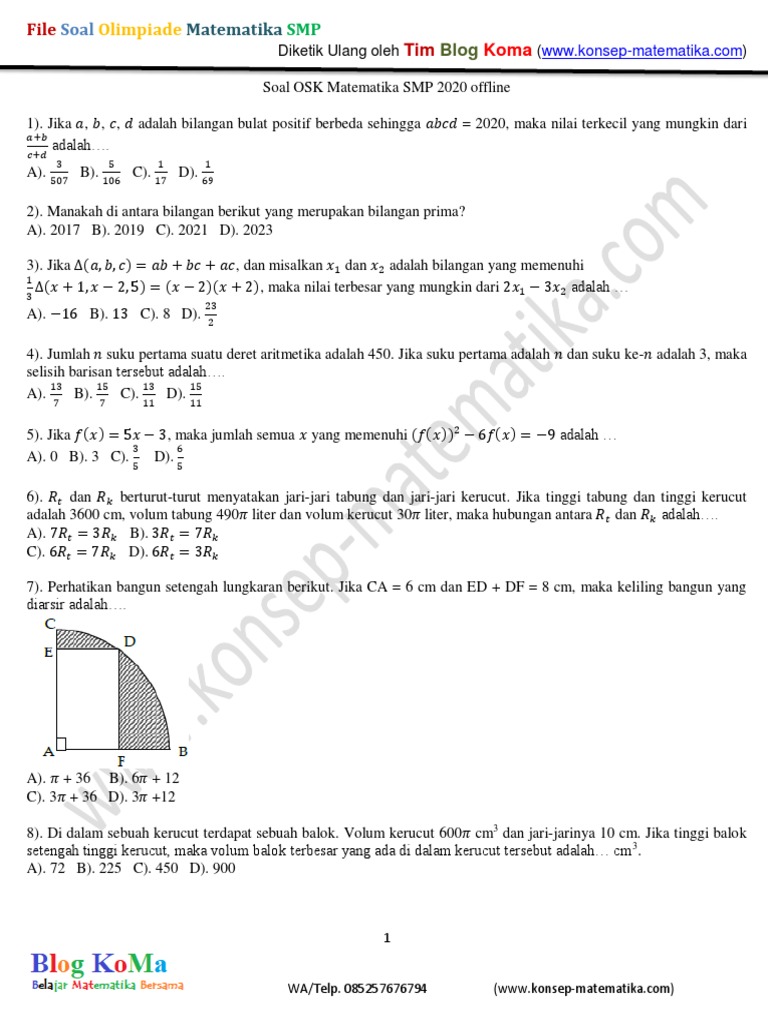 2020 (Offline) Soal Osk Matik SMP | PDF