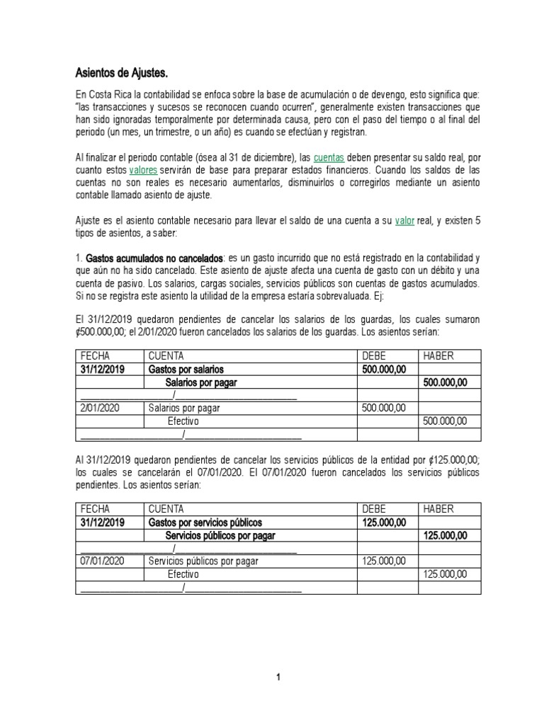 Nota Tecnica de Asientos de Ajuste | PDF | Depreciación | Contabilidad