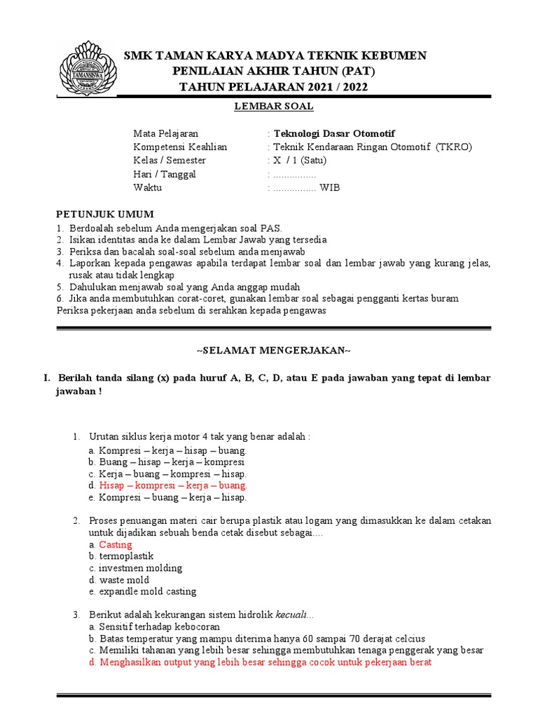 Soal Pat2 - 2122 - Tdo - Ikhbal | PDF