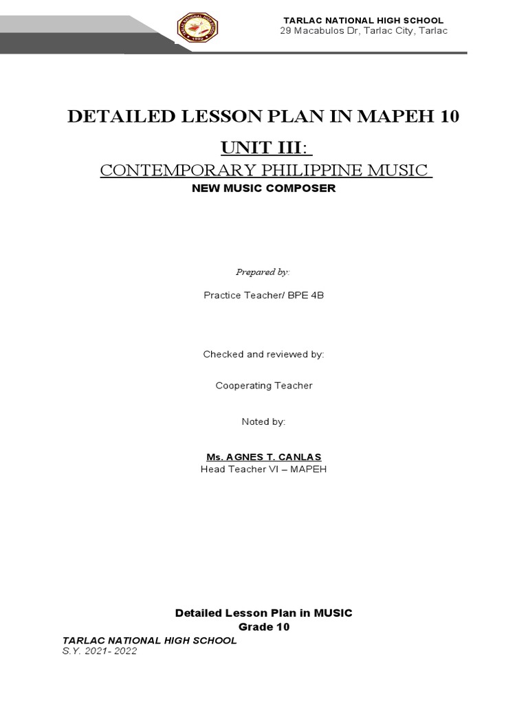 Detailed Lesson Plan | PDF | Lesson Plan | Performing Arts