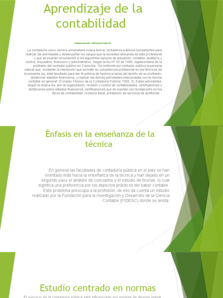 Aprendizaje De La Contabilidad Pdf Contador Contabilidad