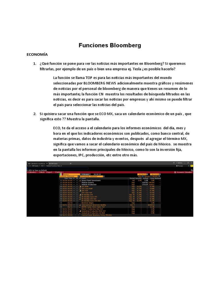 Guía de Funciones Bloomberg | PDF | Mercado de divisas | Compartir (Finanzas)