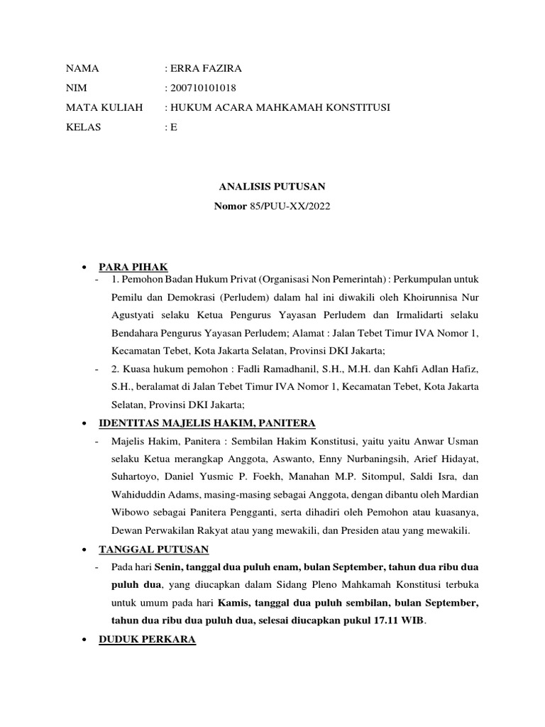 Analisis Putusan MK | PDF