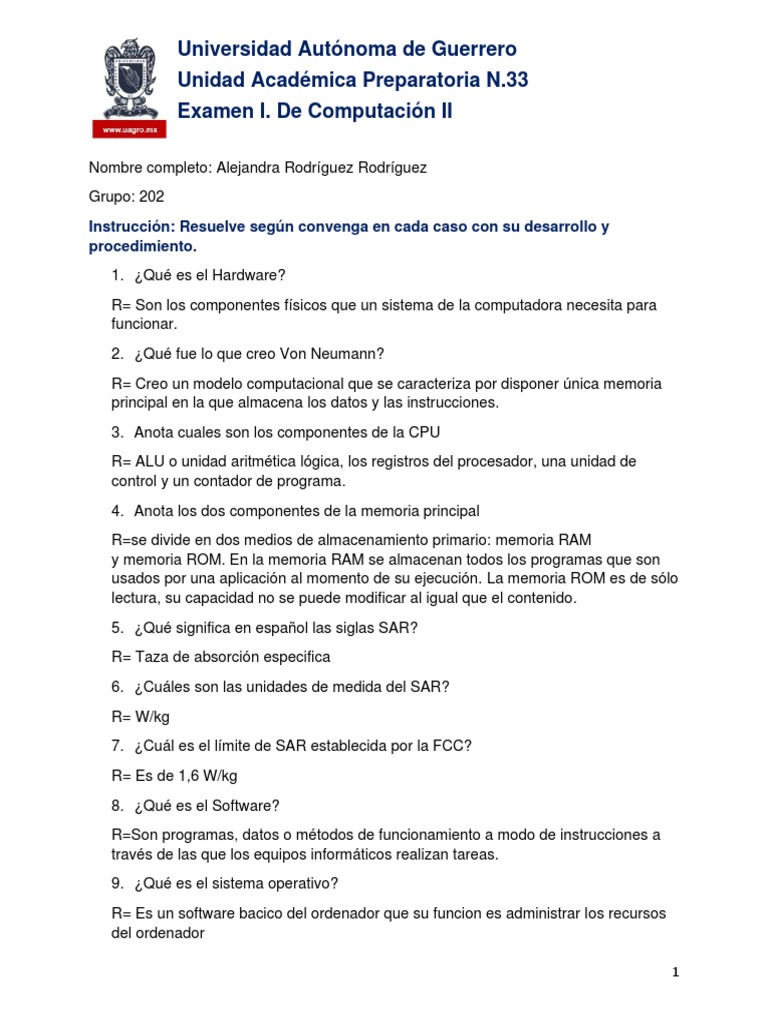 Examen de Primer Parcial - Compu | PDF | Programación de computadoras ...