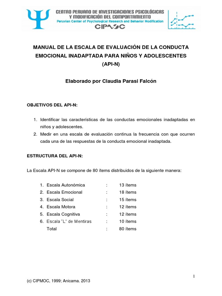 Manual Api-N | PDF | Las emociones | Validez (Estadísticas)