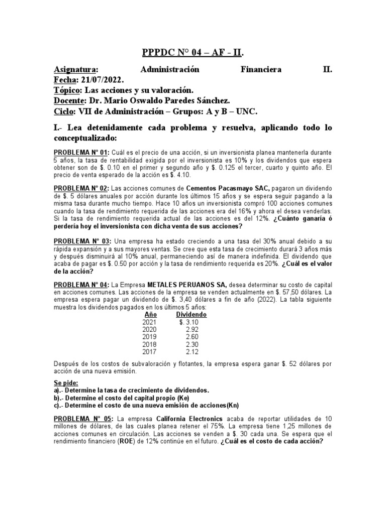 Practica de Acciones | PDF