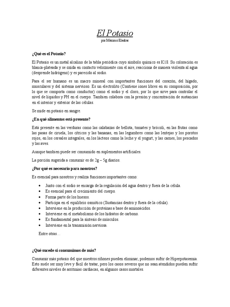 Potasio | PDF | Potasio | Química