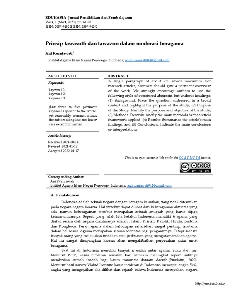 Prinsip Tawasuth Dan Tawazun Dalam Moderasi Beragama | PDF