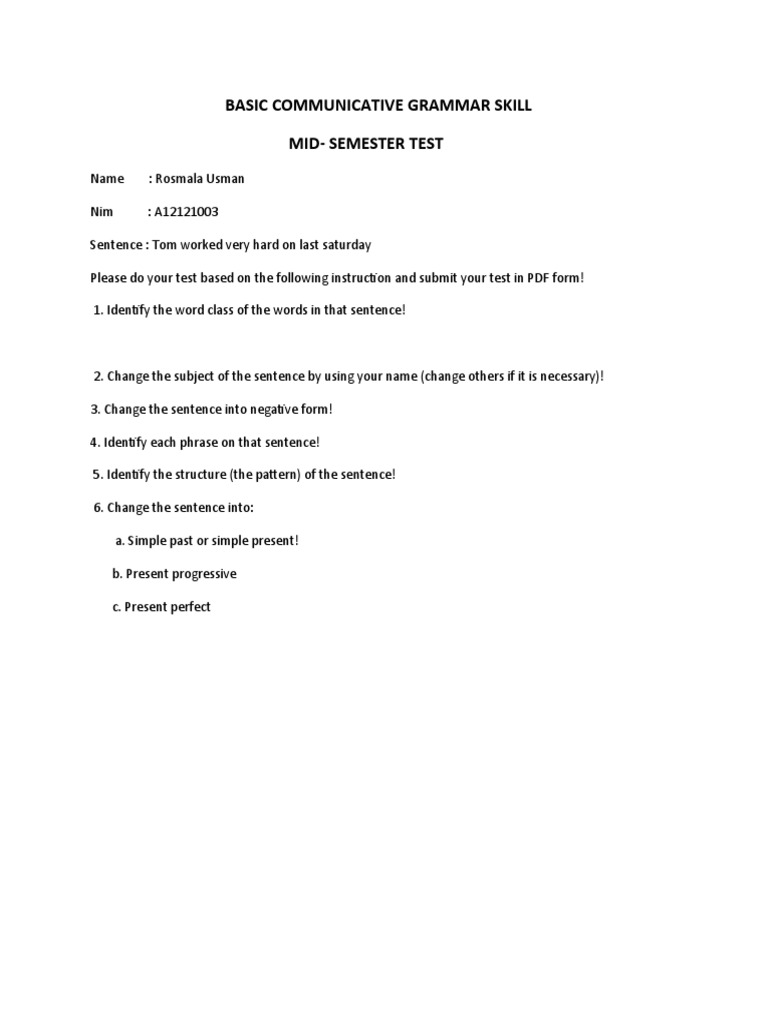 Basic Communicative Grammar Skill | PDF