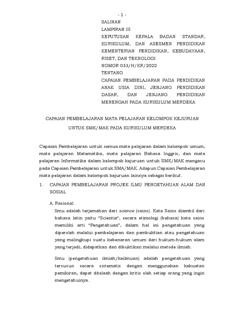 CP Projek Ipas Fase e SMK | PDF