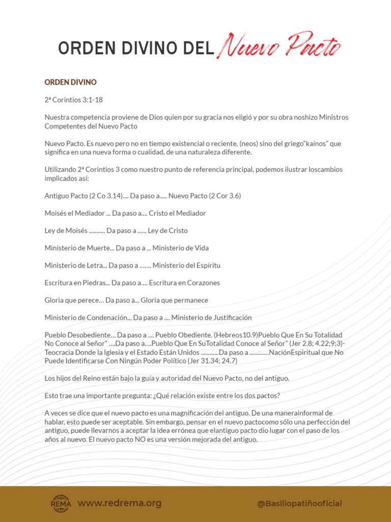 Orden Divino Del Nuevo Pacto PDF | PDF | Cristo (título) | Sacerdote