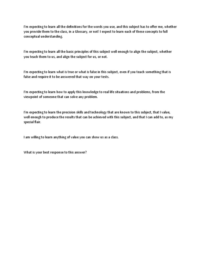 Expectations for Subject Learning | PDF