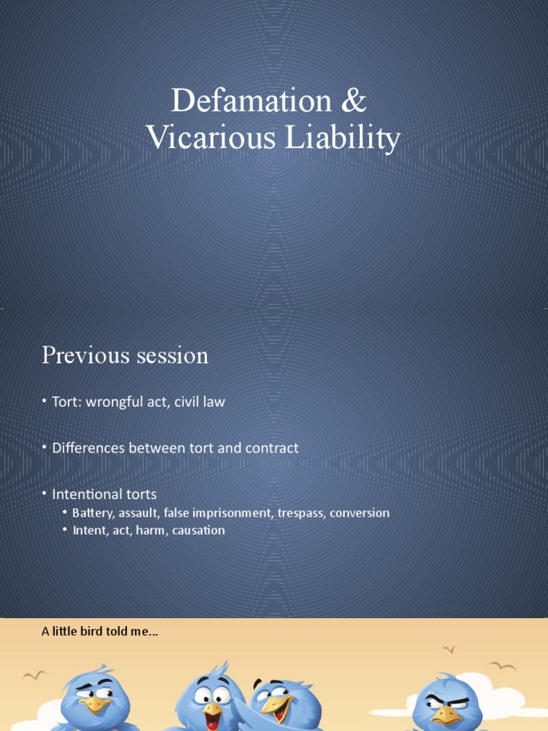 16-Defamation & Vicarious Liability | PDF | Defamation | Legal Liability