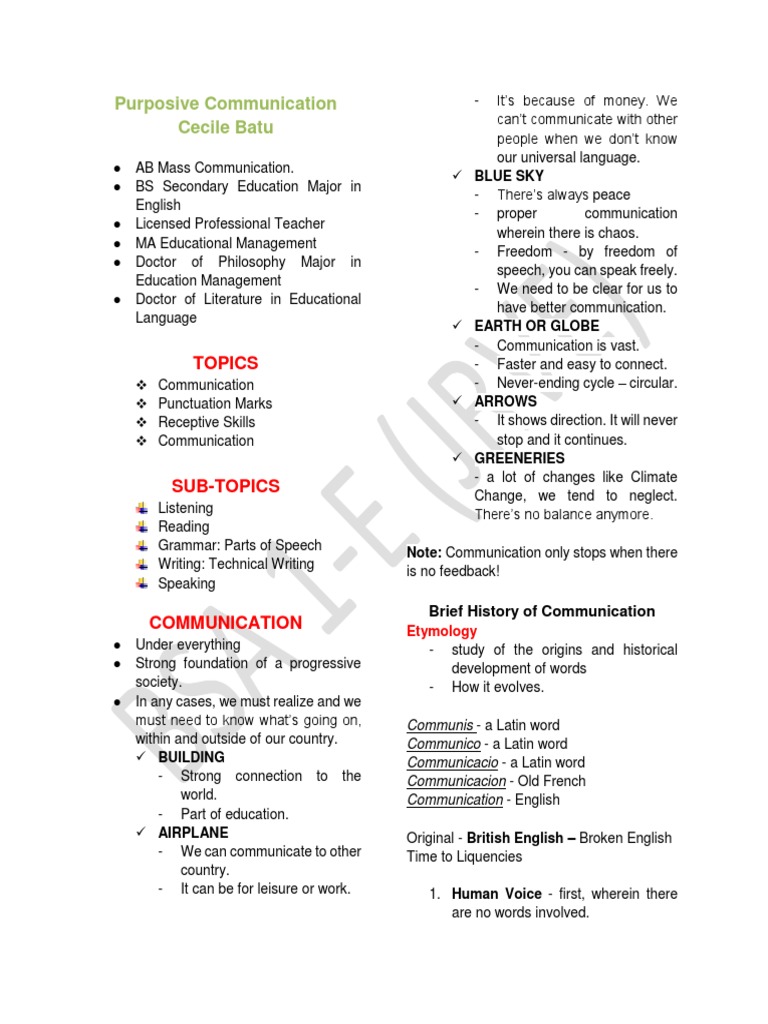 Purcom Lecture | PDF | Communication | Sentence (Linguistics)