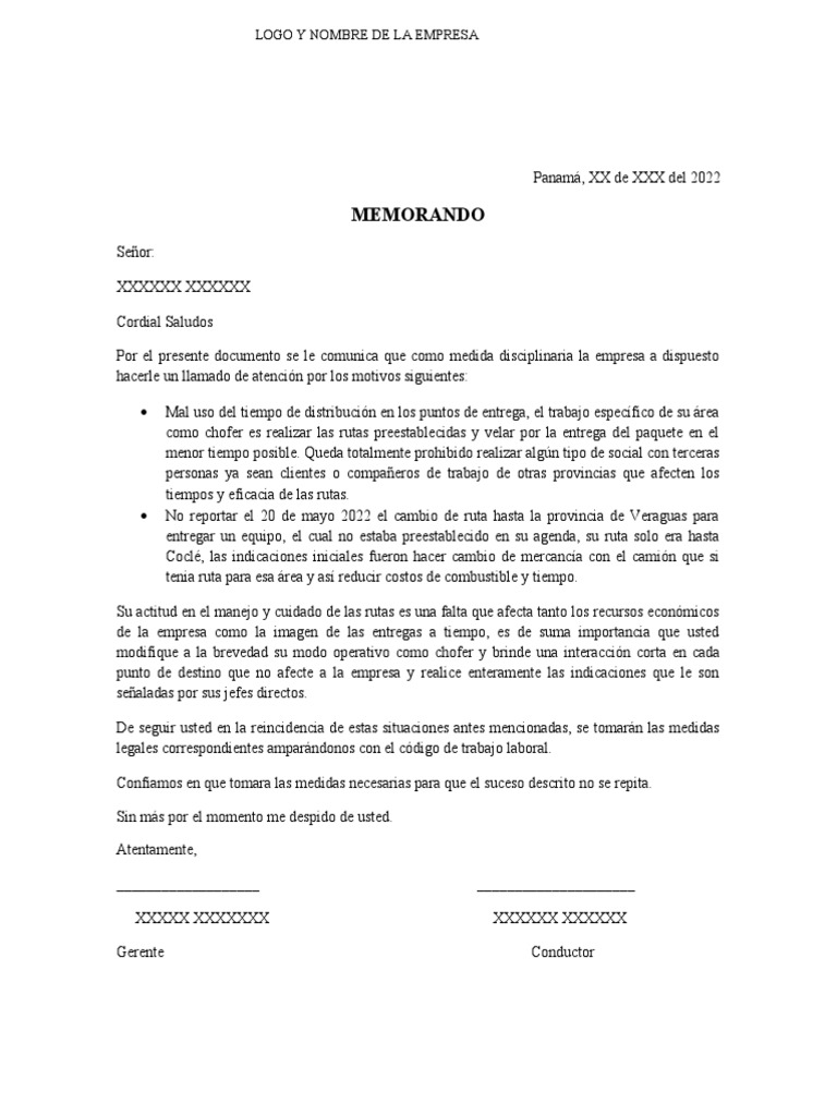 Ejemplo Memo Panama | PDF