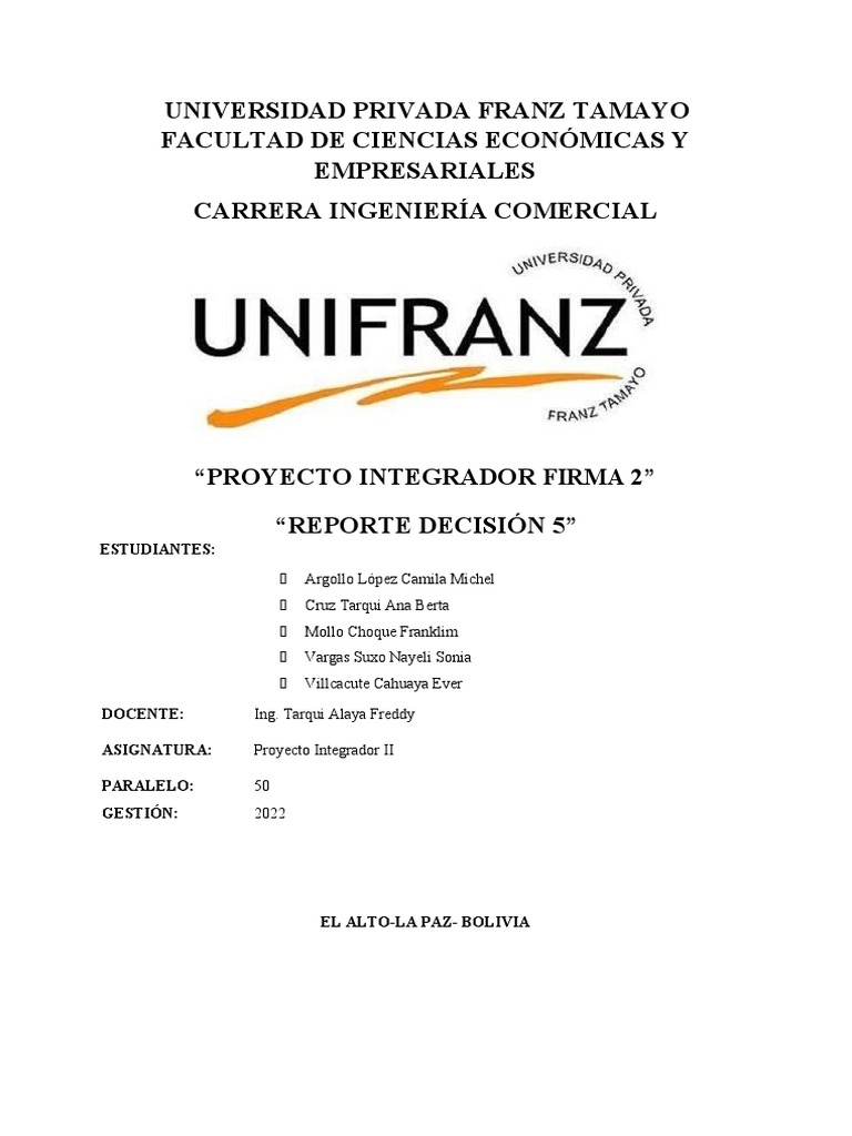 Reporte Decisión 5 Firma 2 | Descargar gratis PDF | Inventario | Transporte