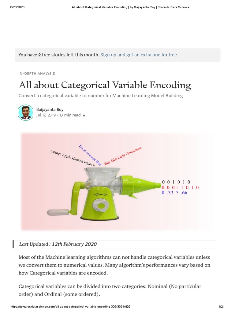Categorical Variable Encoding Methods | PDF | Logistic Regression ...