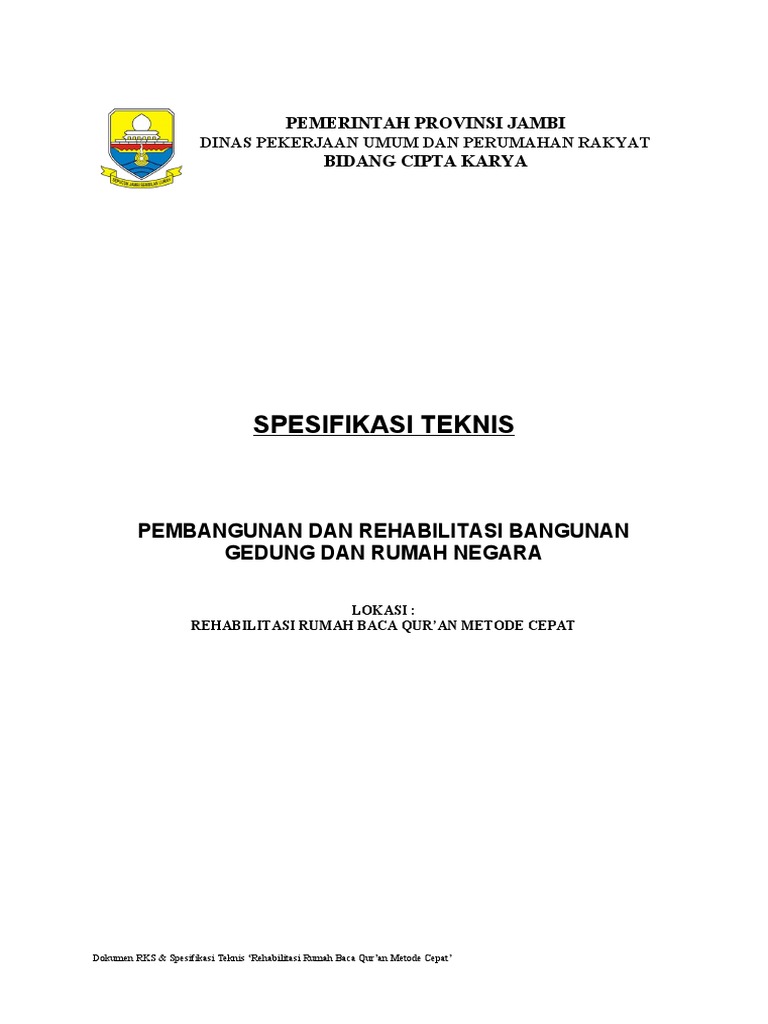 Contoh Dokumen Spesifikasi Teknis Pdf