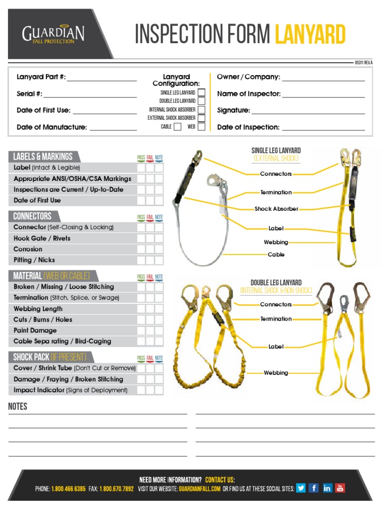 Lanyard Inspection Checklist Form | PDF | Building Engineering | Equipment