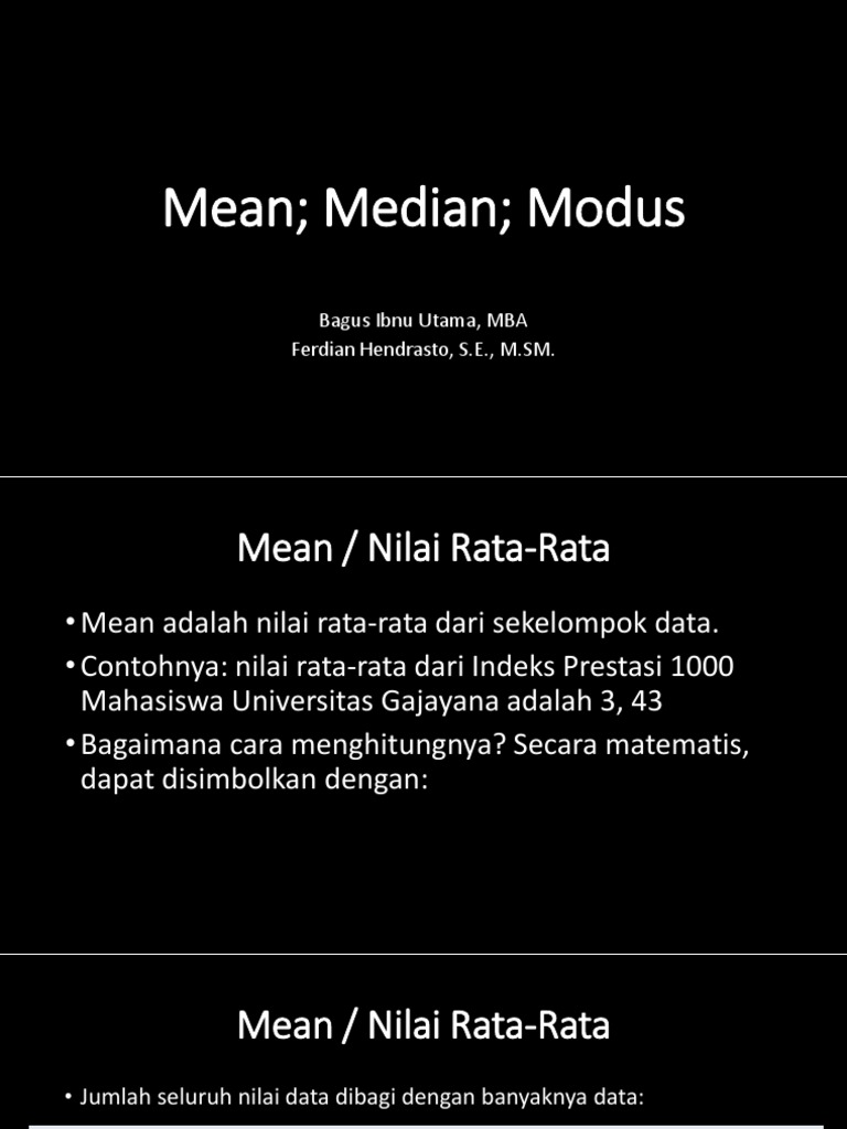 Mean, Median, Modus: Panduan Lengkap | PDF