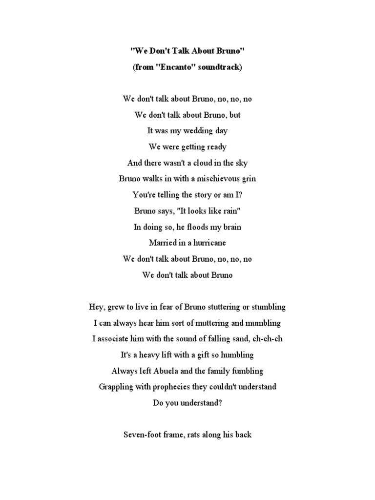 We Don't Talk About Bruno Lyrics | PDF