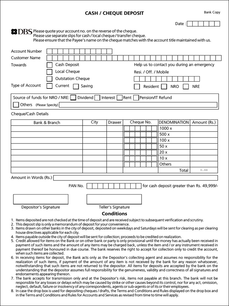 Cheque Deposit Slip Instructions | PDF | Cheque | Banks