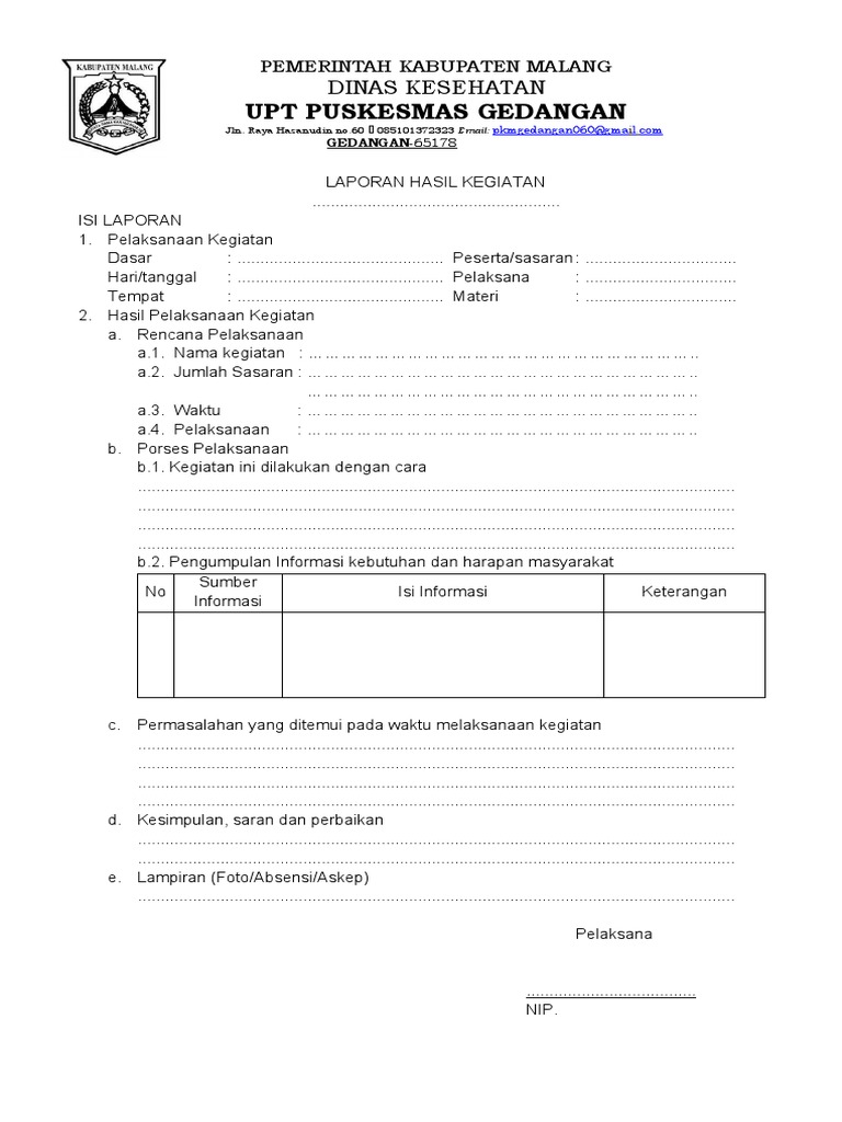Laporan Hasil Kegiatan (LHK) | PDF