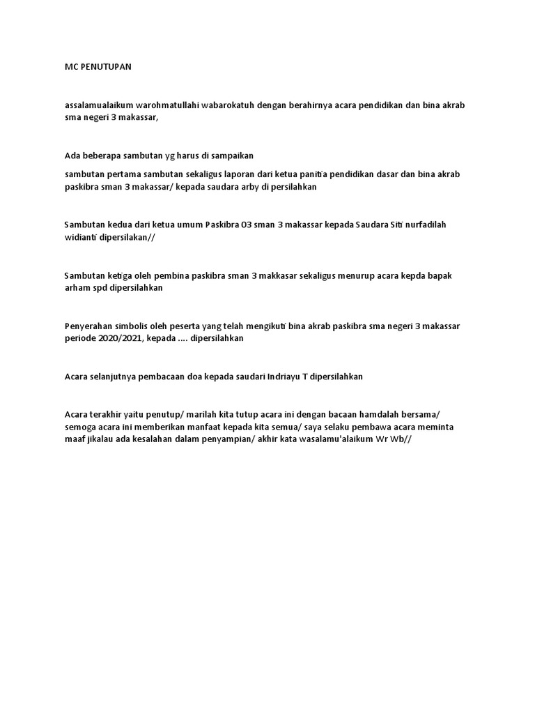 Script Mc Penutup Pdf