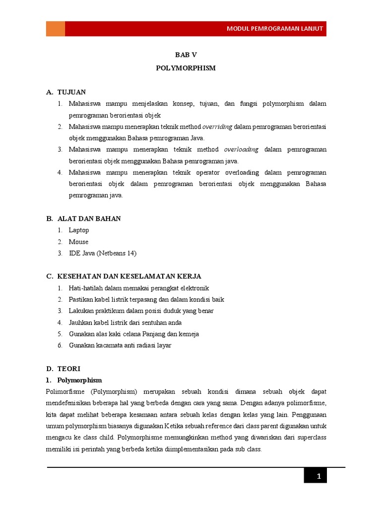 Modul Bab 5 - Polymorfisme | PDF