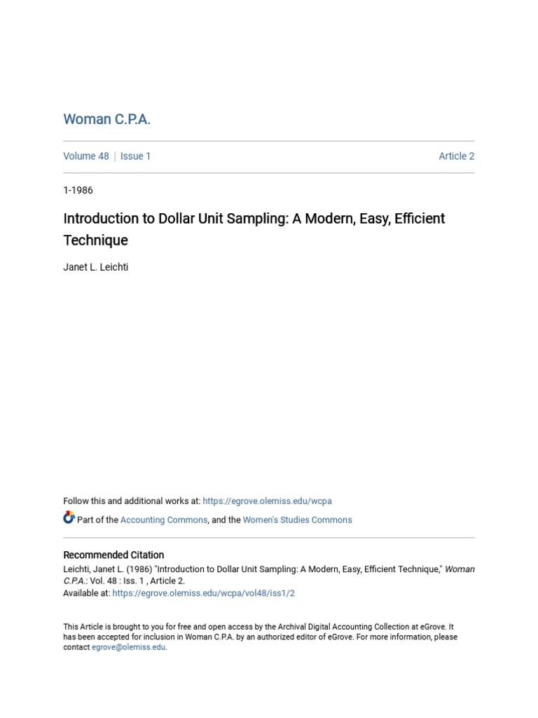 Dollar Unit Sampling | PDF | Sampling (Statistics) | Audit