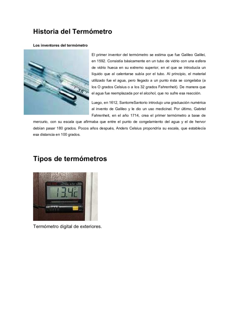 Historia del Termómetro