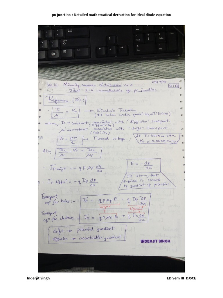 Ideal Diode Equation Derivation | PDF | P–N Junction | Condensed Matter ...