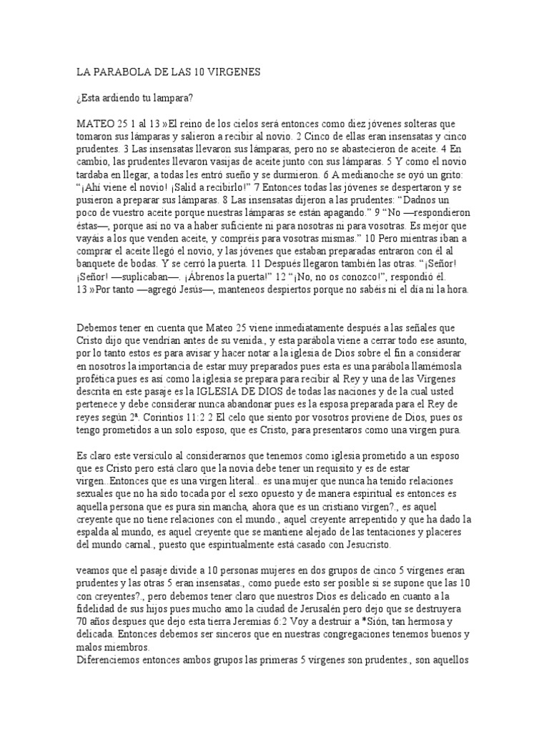 La Parabola de Las 10 Virgenes | PDF | María, madre de Jesús | espíritu ...