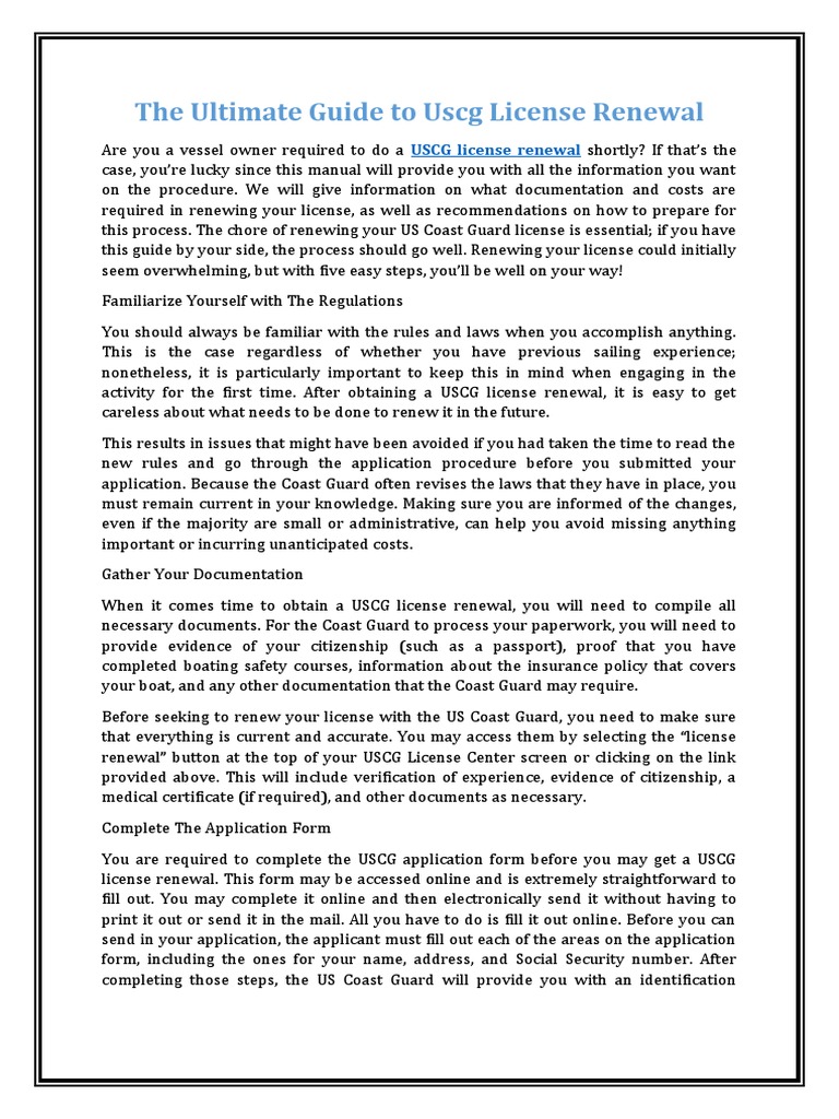 The Ultimate Guide To Uscg License Renewal | PDF | United States Coast ...