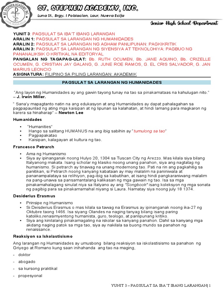 Sample Hand Out | PDF