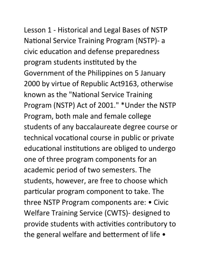 Lesson 1 CWTS NSTP 1 | PDF | Justice | Crime & Violence