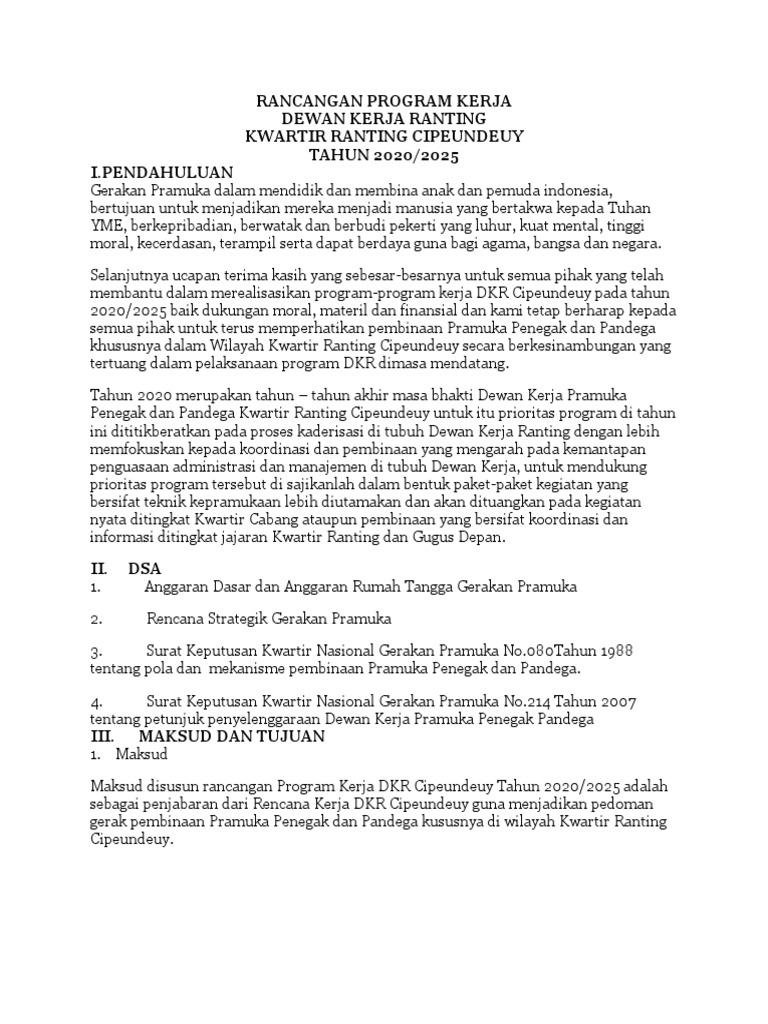 Rancangan Program Kerja DKR Cipeundeuy | PDF | Karier & Perkembangan ...