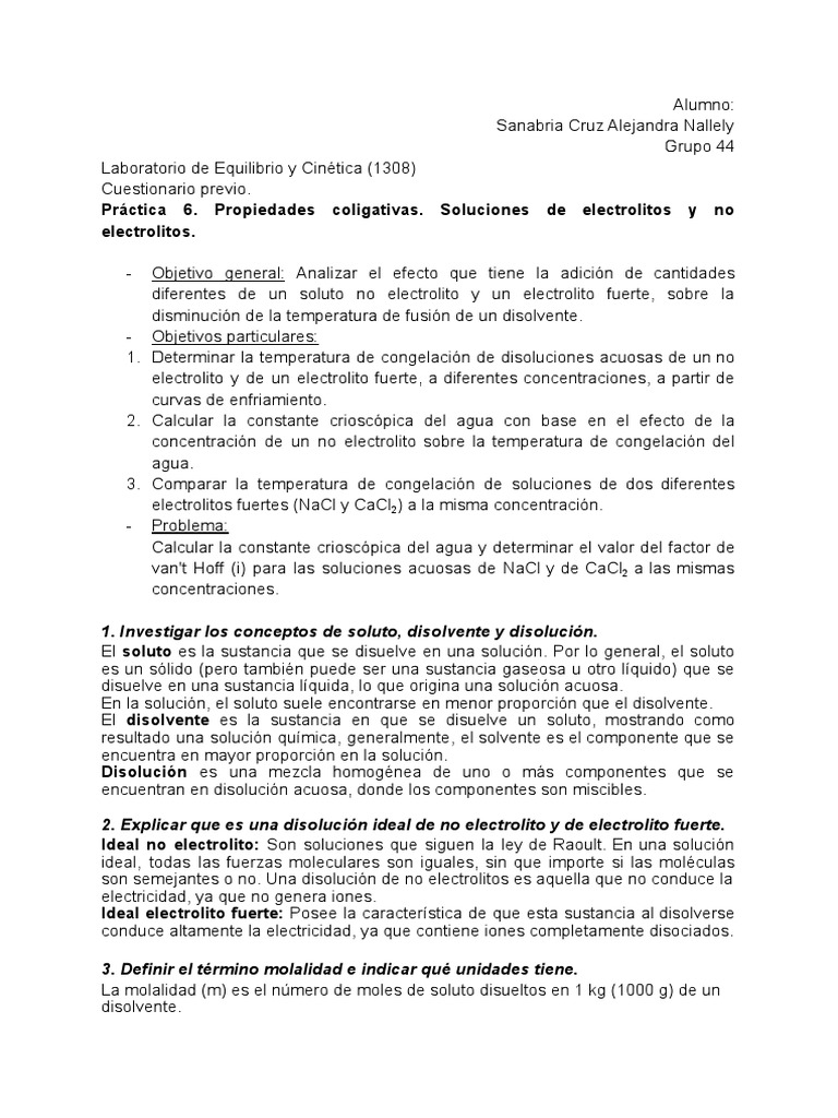 Análisis de las propiedades coligativas de soluciones acuosas de electrolitos y no electrolitos ...