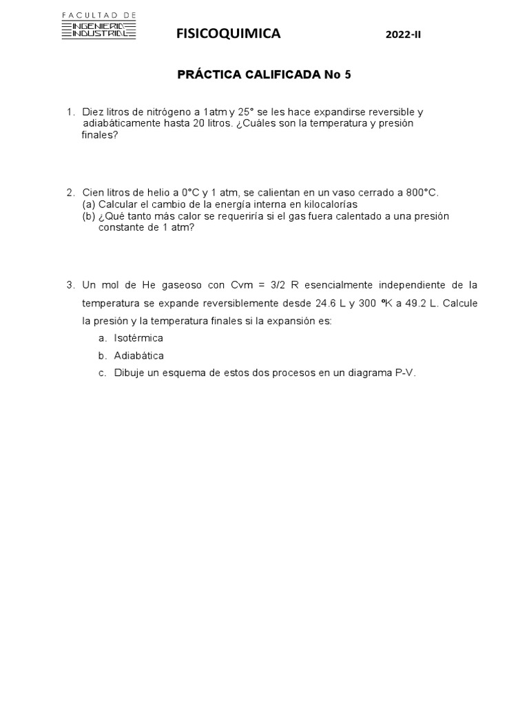 Practica Calificada 5 FQ 2022-II | PDF
