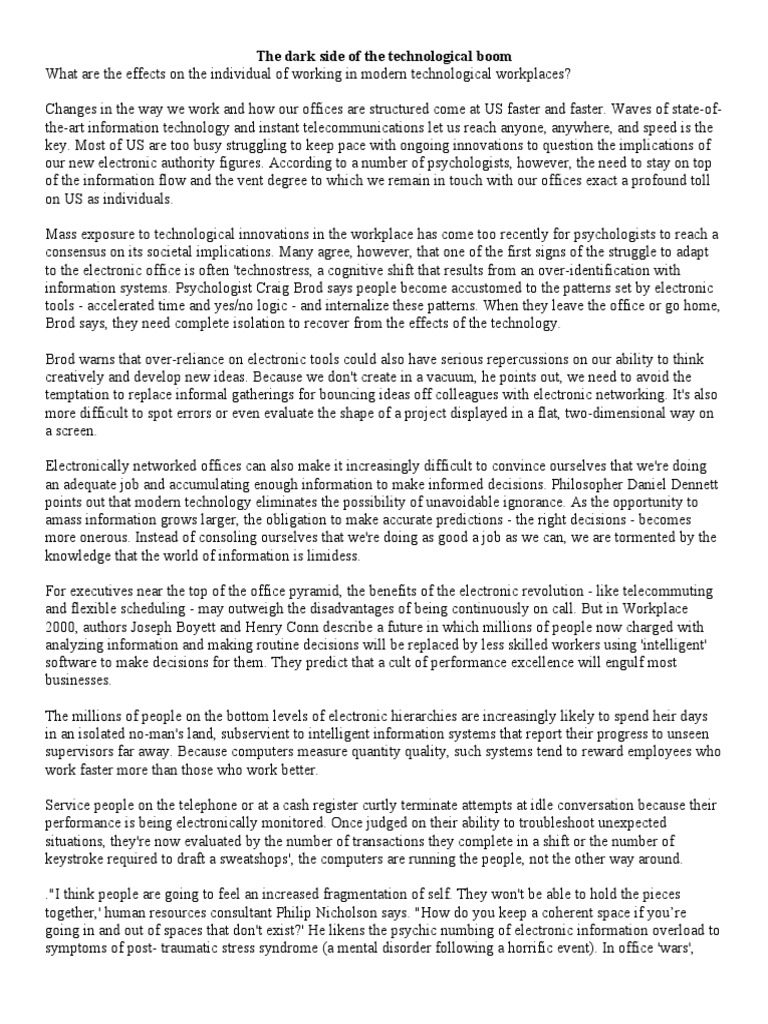 The Dark Side of The Technological Boom | PDF | Cartography | Space ...