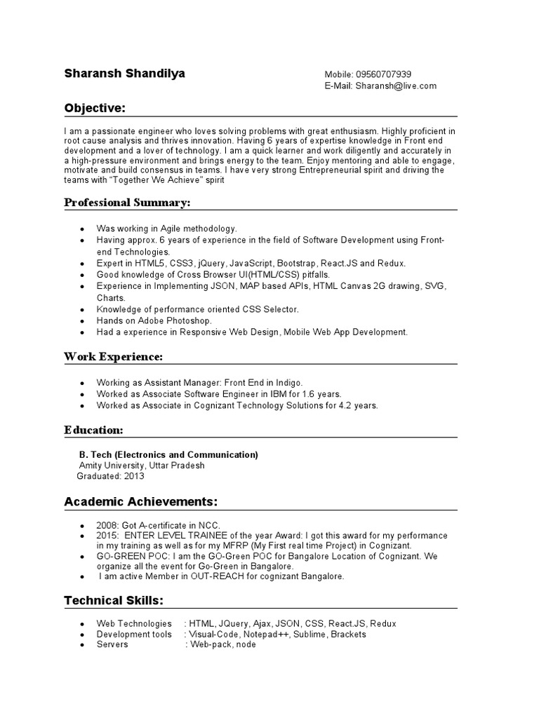 Front End Engineer Resume | PDF | Mobile App | Bootstrap (Front End Framework)