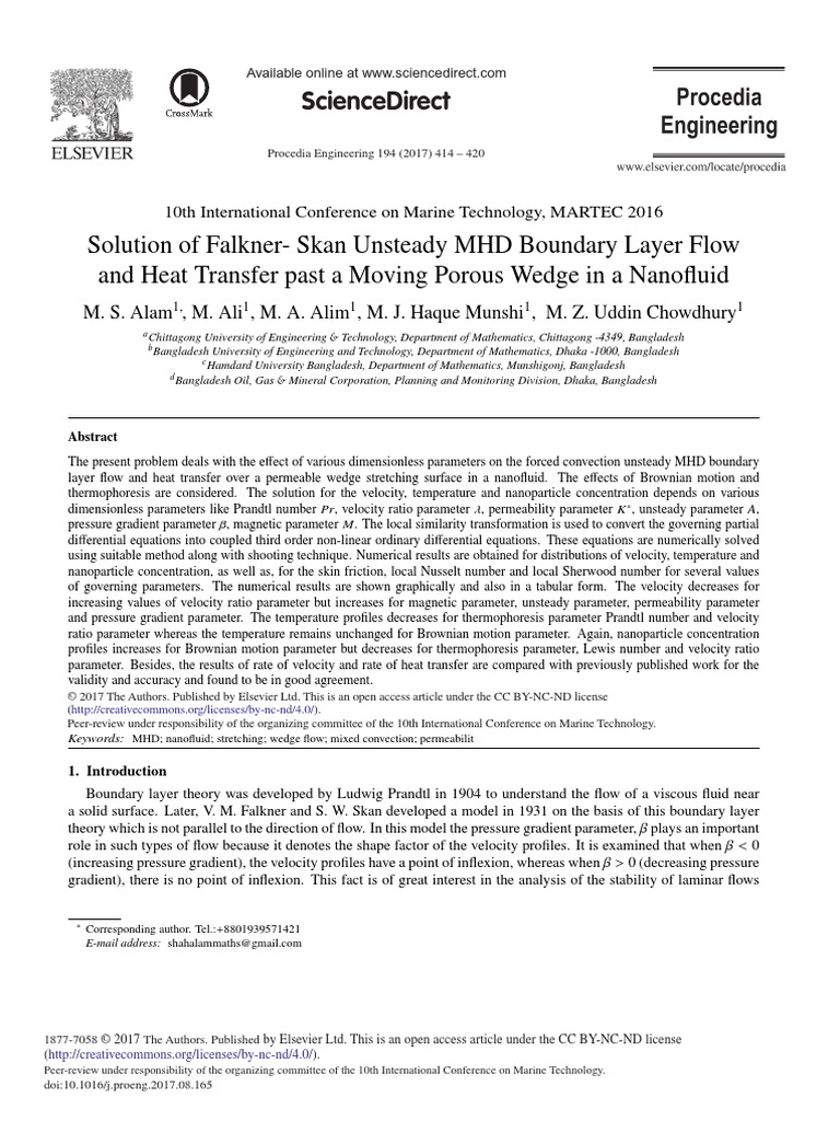 Solution of Falkner - Skan Unsteady MHD Boundary Layer Flow and Heat ...