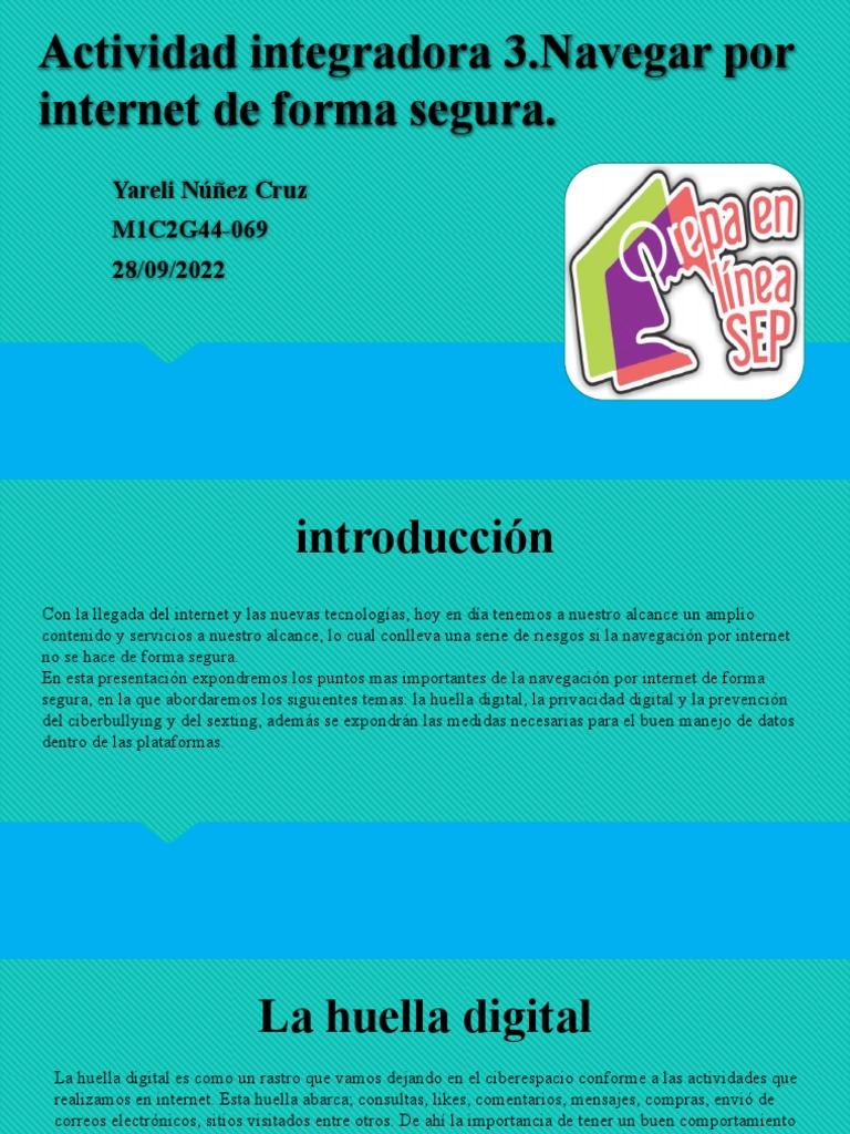 Actividad Integradora 3. Navegar Por Internet de Forma Segura | PDF | Acoso cibernético | Internet